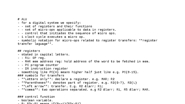 Lec 9 Notes: ALU Functions & Register Operations (CEG2136) - Studocu