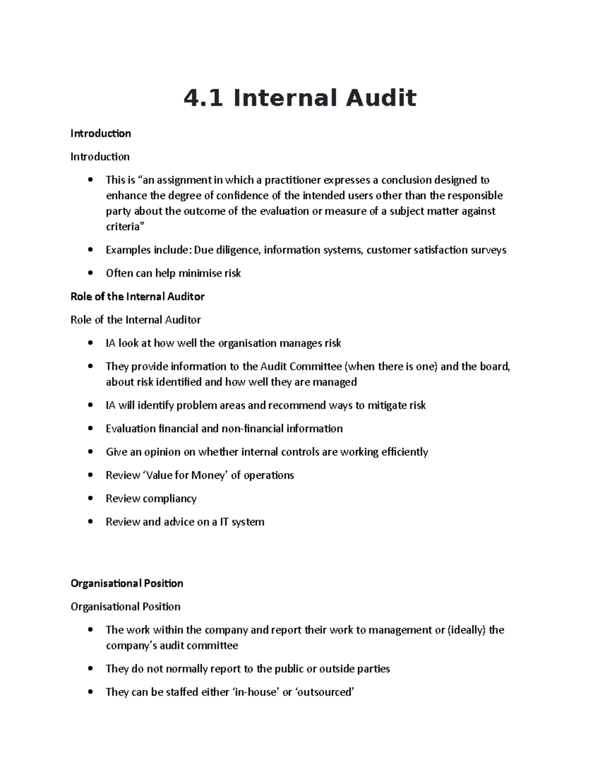 41 Internal Audit Lecture Notes 4 8 4 Internal Audit Introduction Introduction This Is An