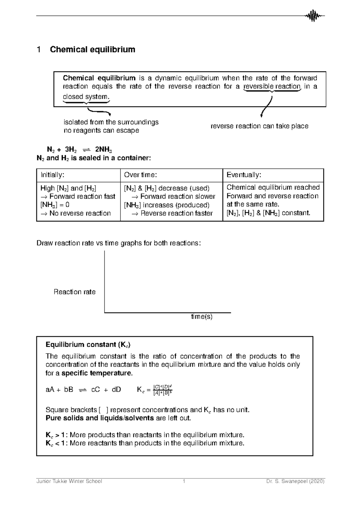 Chemical Equilibrium Lecture Notes (Chem 101) - Studocu