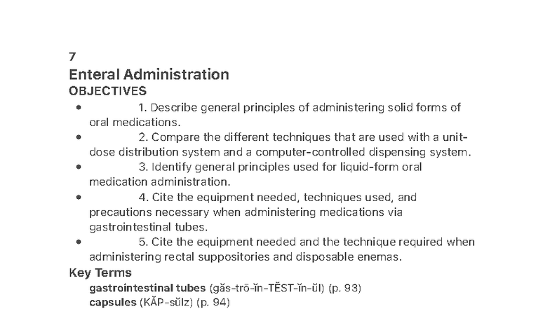 7 Enteral Administration: Principles & Techniques for Medication ...