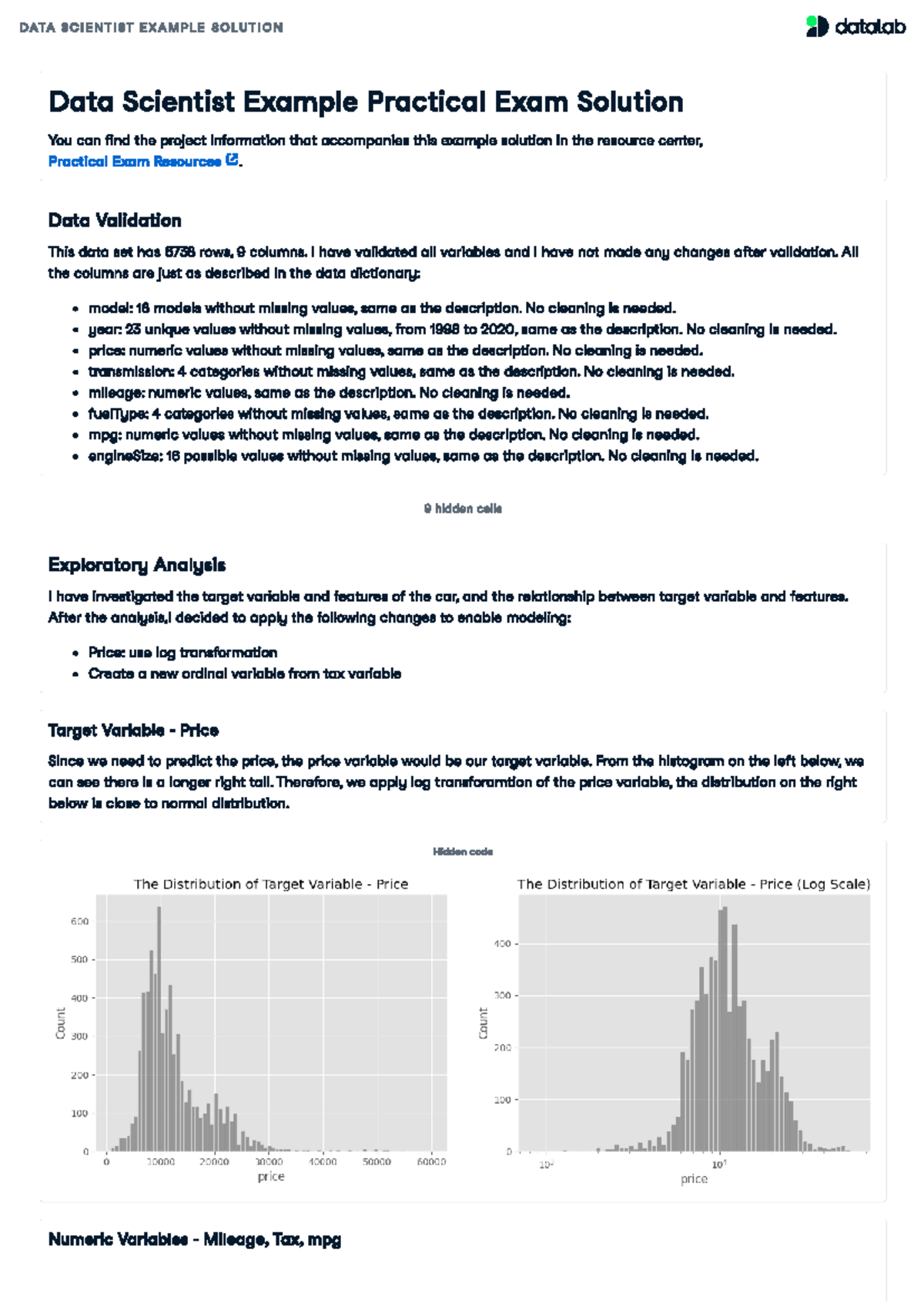 DS1 - cs 101 - DATA SCIENTIST EXAMPLE SOLUTION datalab Data Scientist Example Practical Exam ...