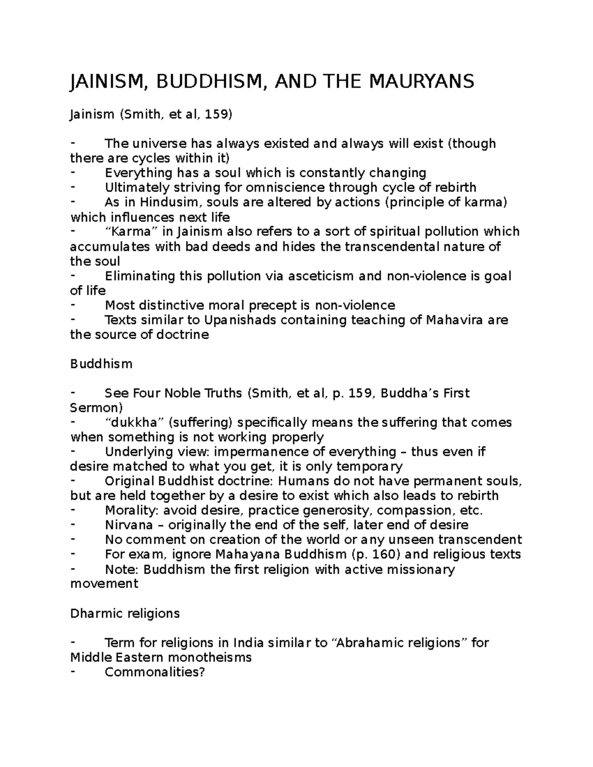 Jainism - Course notes were taken throughout the semester for History ...