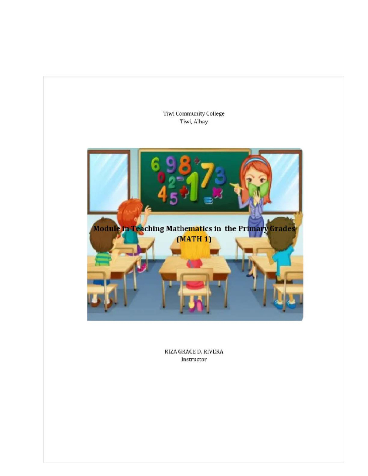 Teaching Mathematics in the Primary Grades (MATH 1) - Module Notes ...