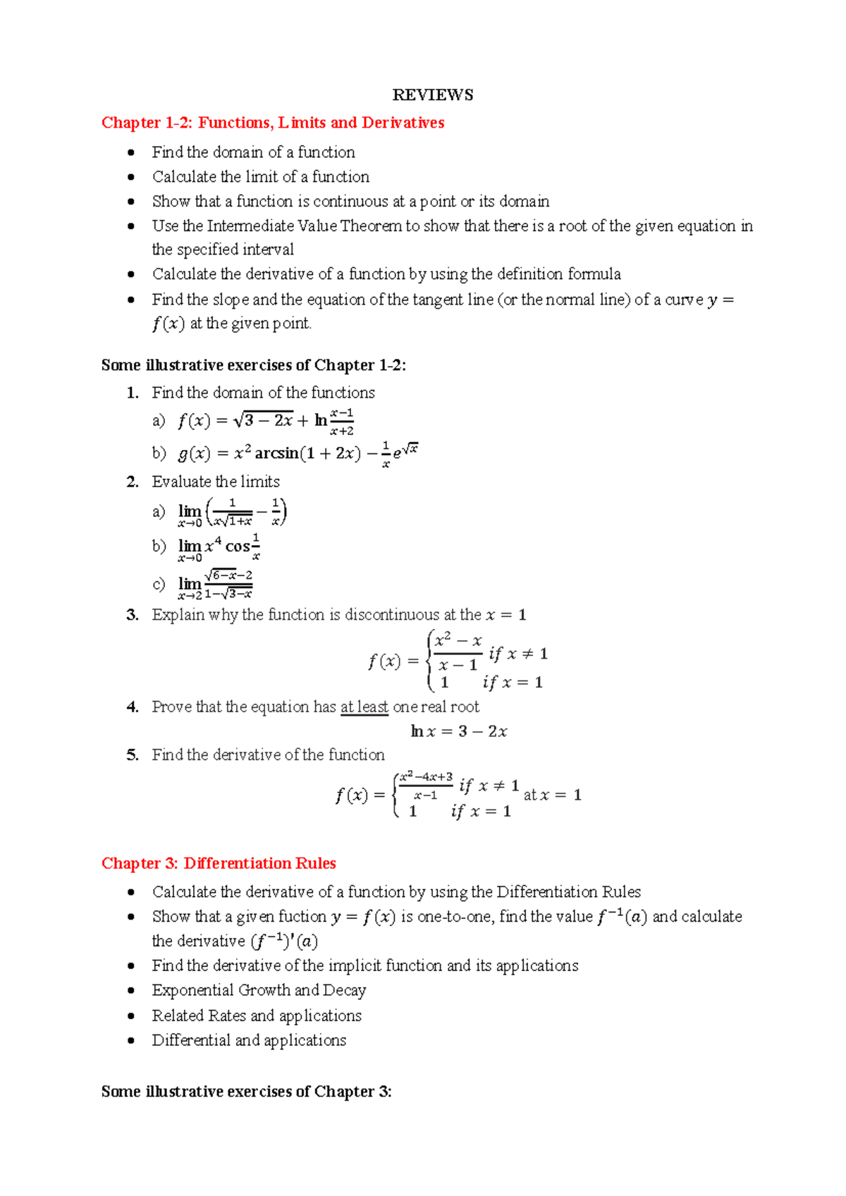 Calculus 1 Reviews - Final Exam Study Guide for NEU - Studocu