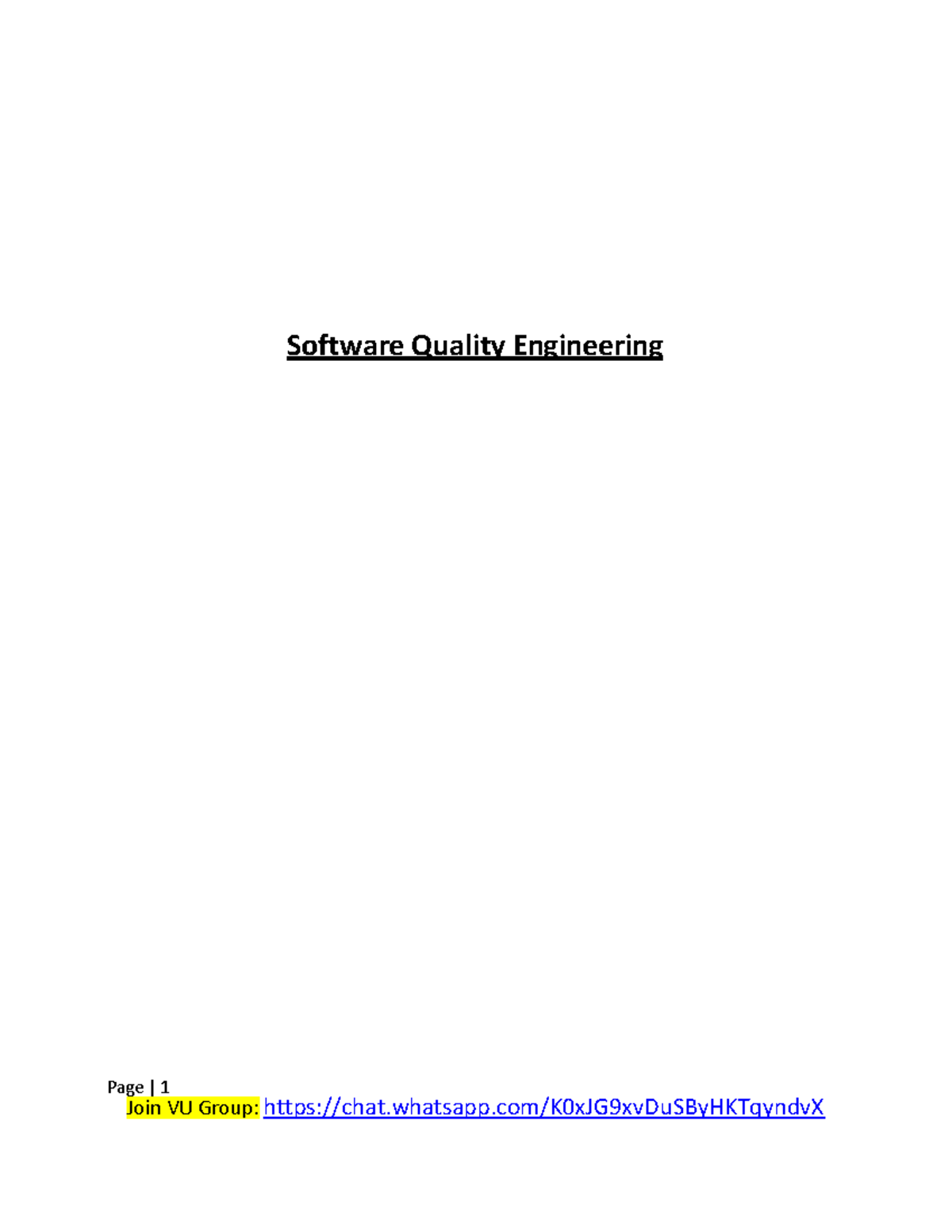 CS611 Software Quality Engineering: Key Concepts and Frameworks - Studocu