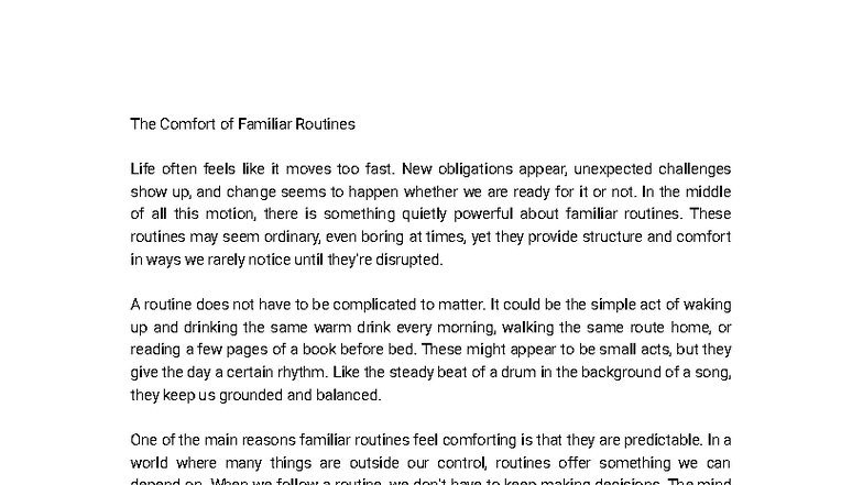 The Power of Familiar Routines: Finding Comfort in Daily Life - 13245 ...