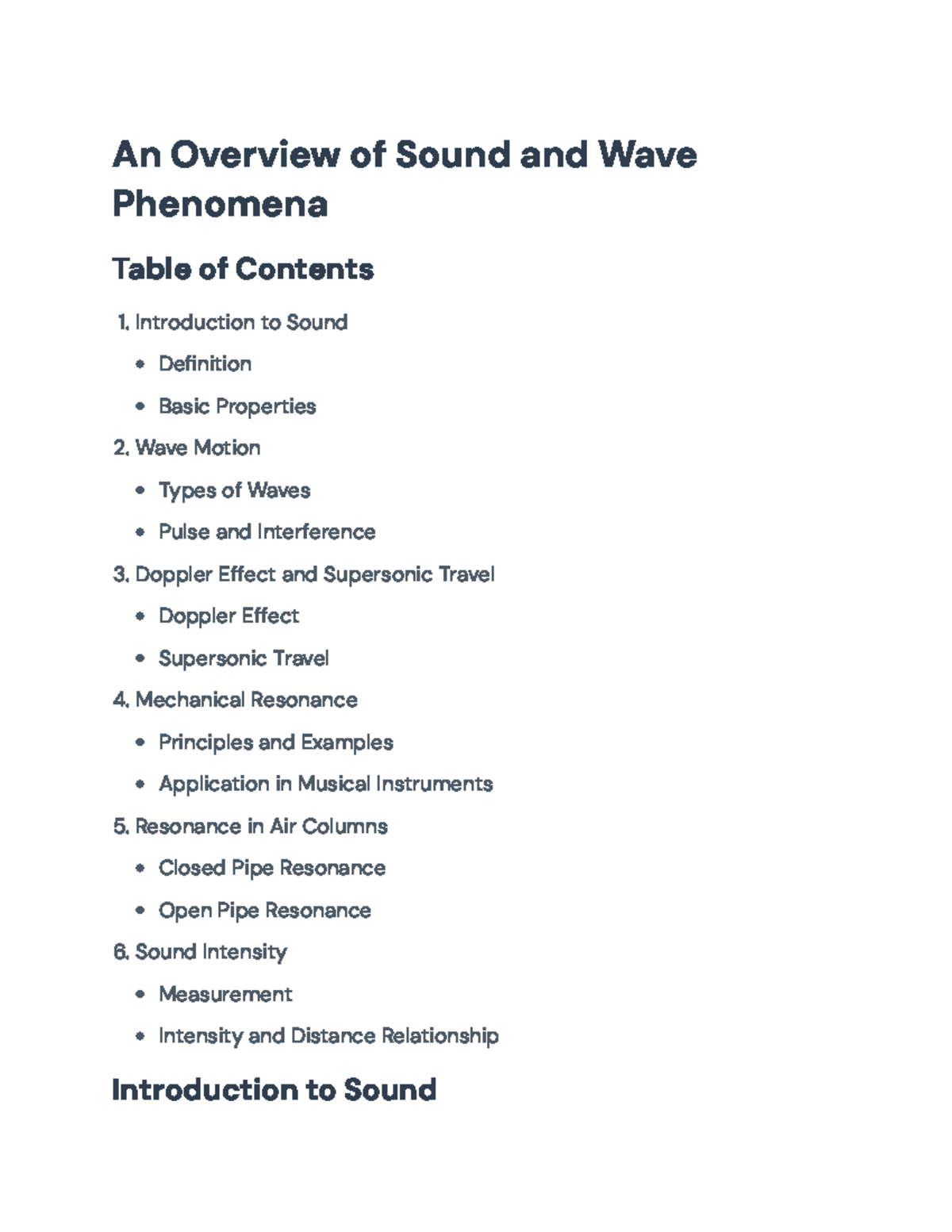 Physics 101: Overview of Sound and Wave Phenomena - An Overview of ...