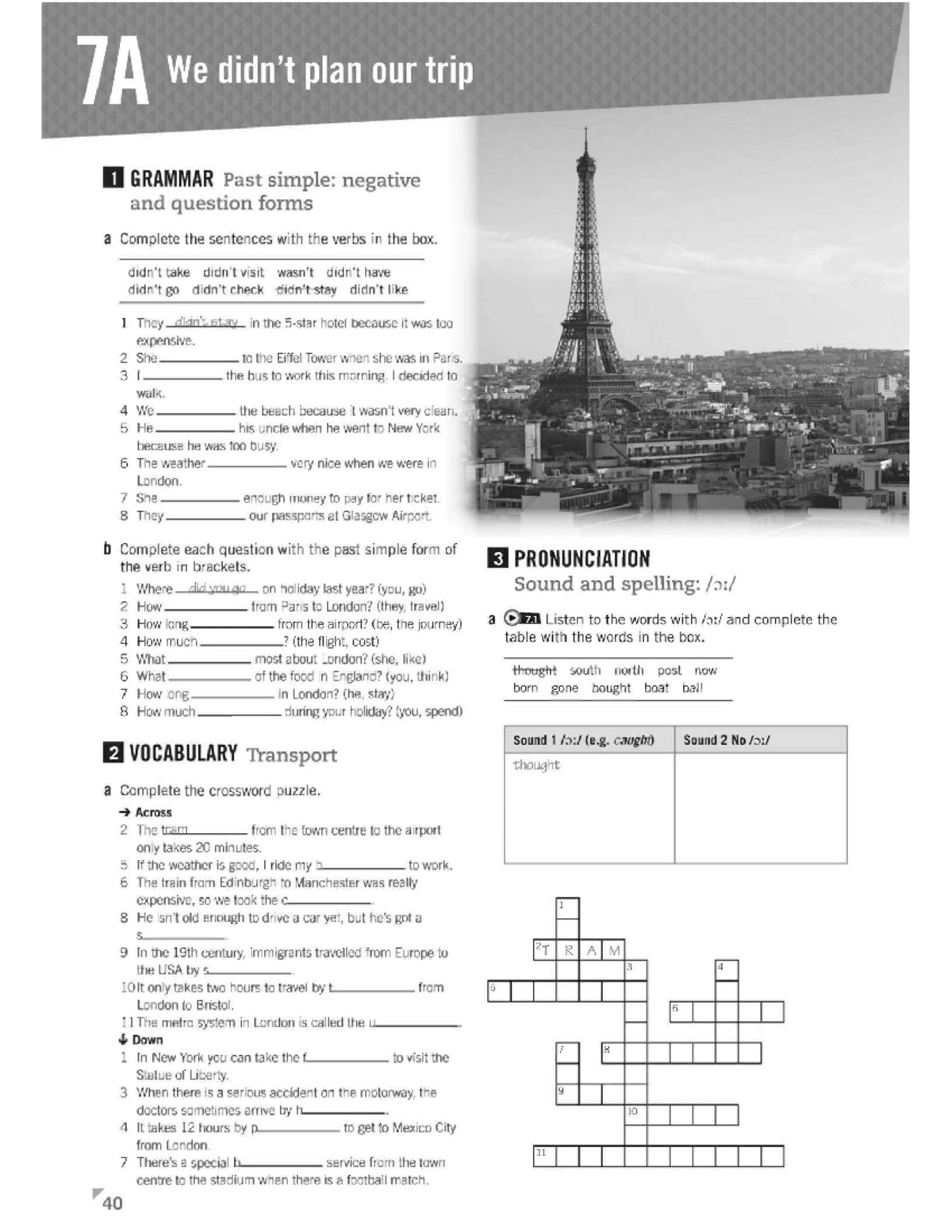 Unit 7 Empower A2 Workbook Exercises on Past Simple and Vocabulary ...