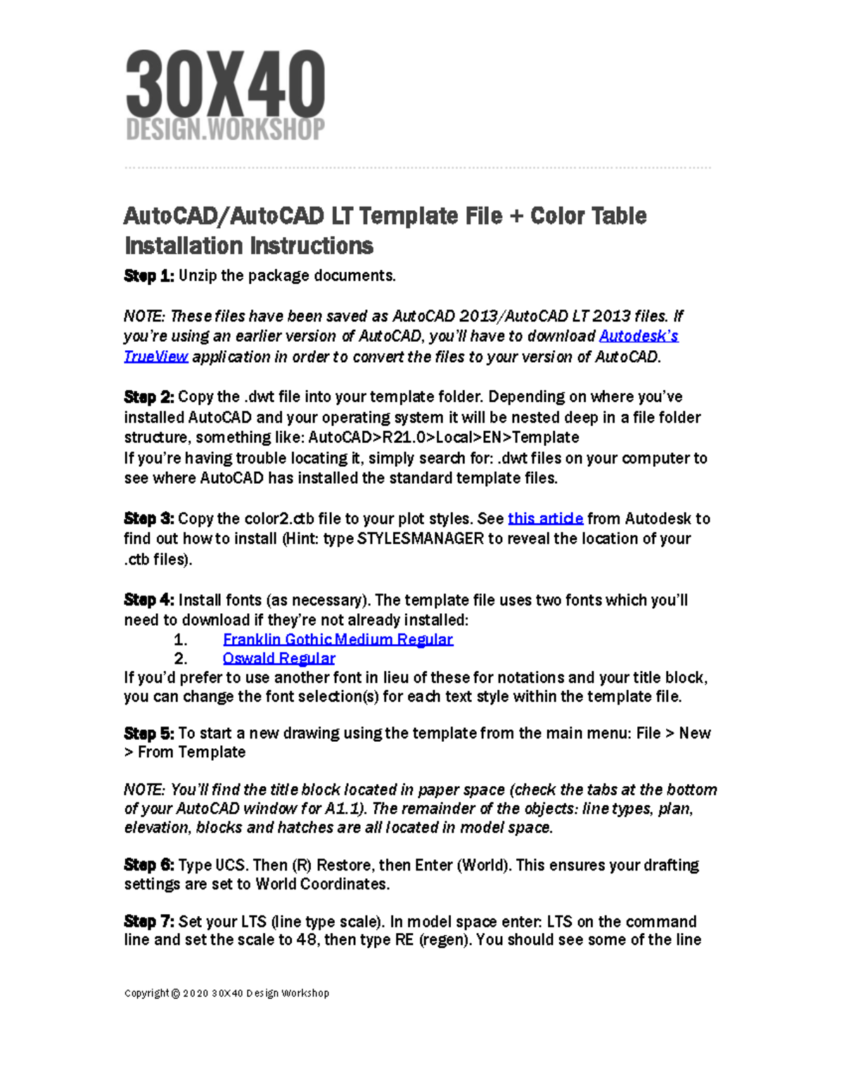 AutoCAD LT 2013 Template Installation Instructions - Studocu