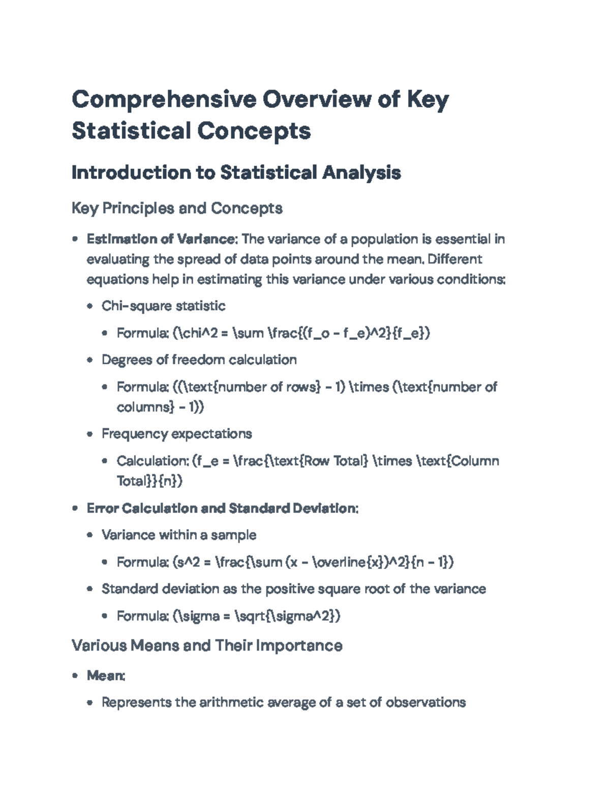 Statistical Analysis Overview: Key Concepts and Applications ...