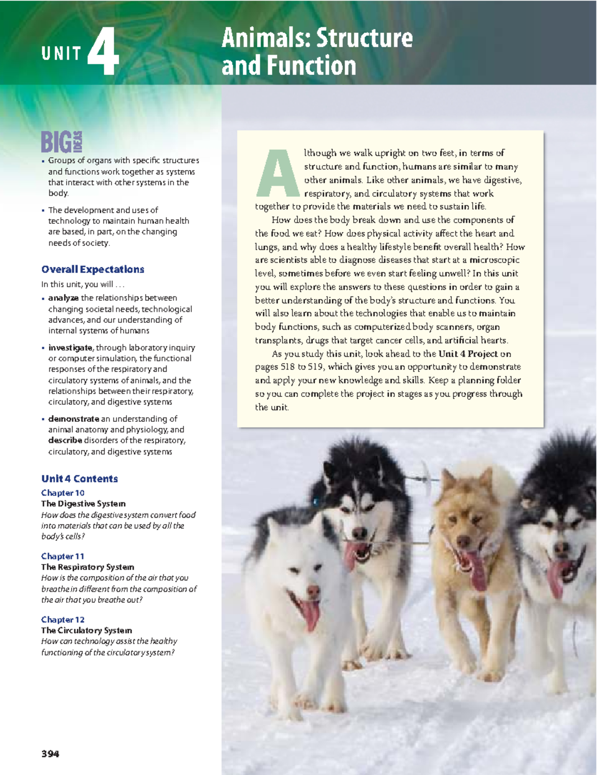 BIO Chapter 10 - Animals: Structure and Function UNIT 4 A lthough we ...