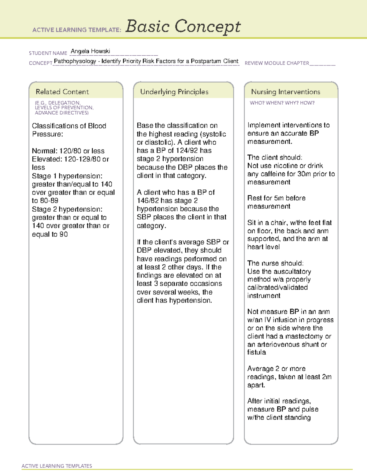 Pathophysiology Active Learning Template: Postpartum Risks ...