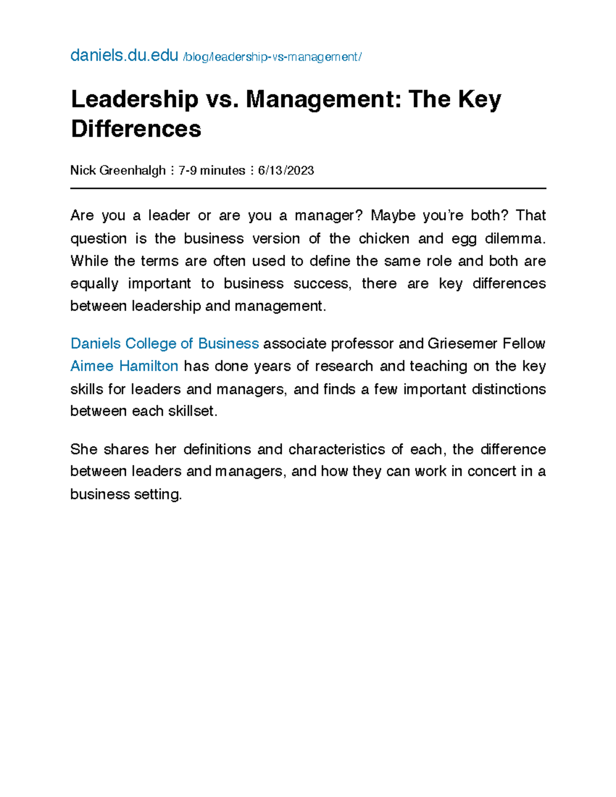 Leadership vs. Management: Key Differences & Characteristics Analysis ...