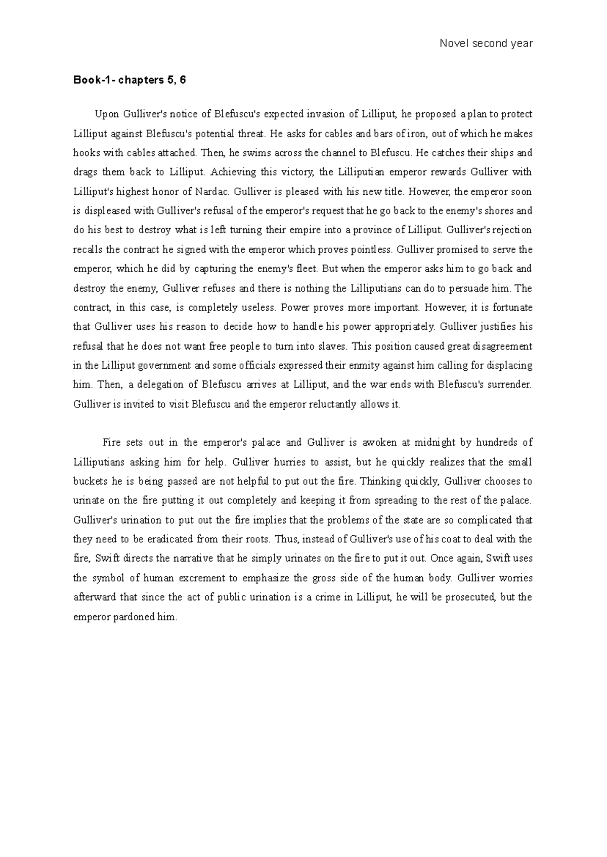 Book 1 Chapters 5,6 - Novel second year Book-1- chapters 5, 6 Upon ...