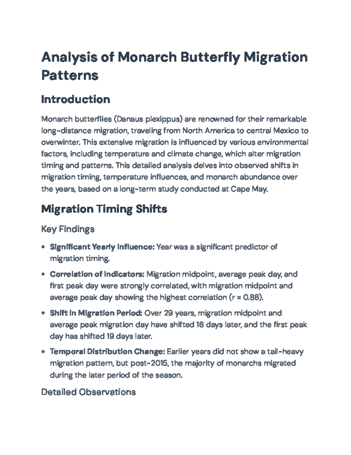 Analysis of Monarch Butterfly Migration Patterns: Climate Impact Study ...