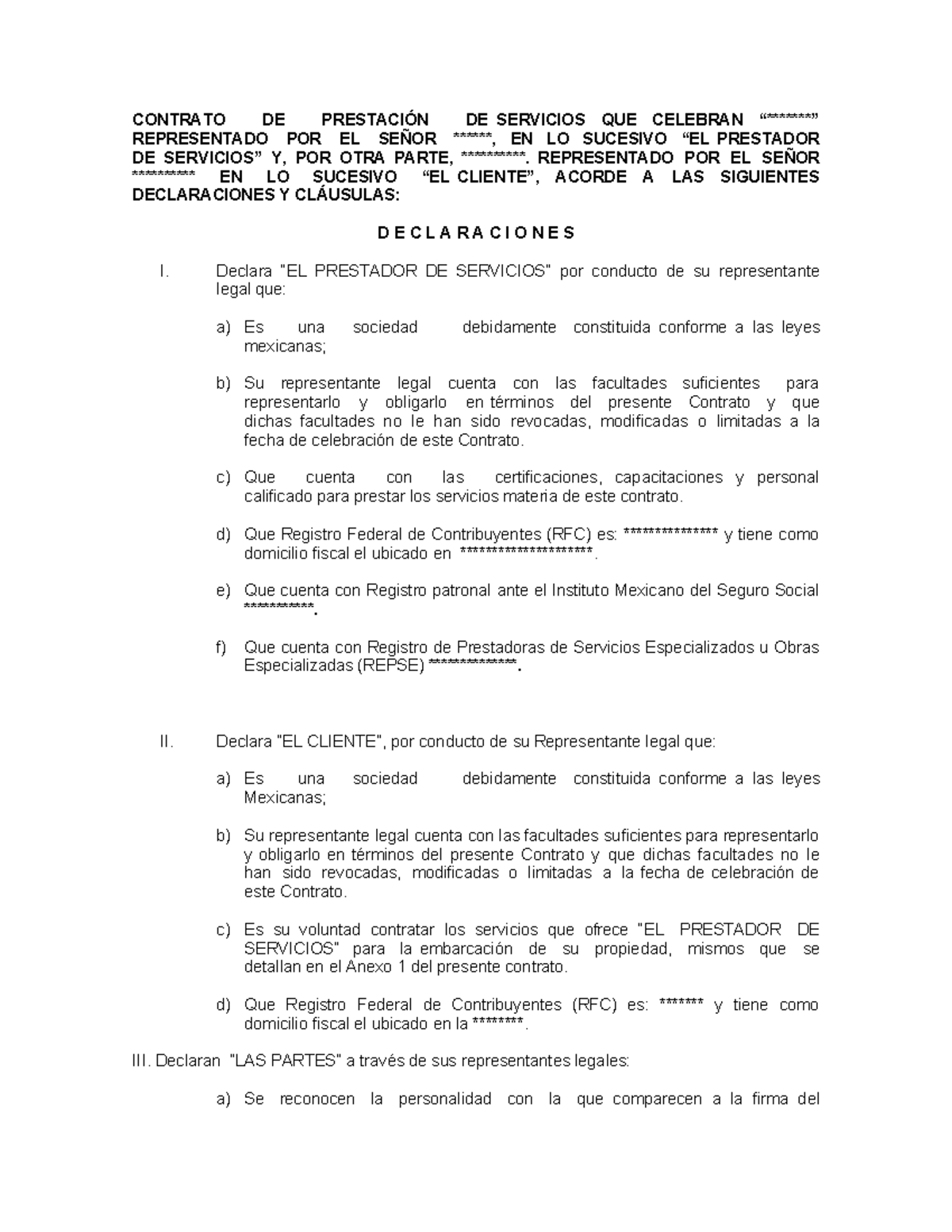 Contrato de Prestación de Servicios Profesionales - Cláusulas y ...