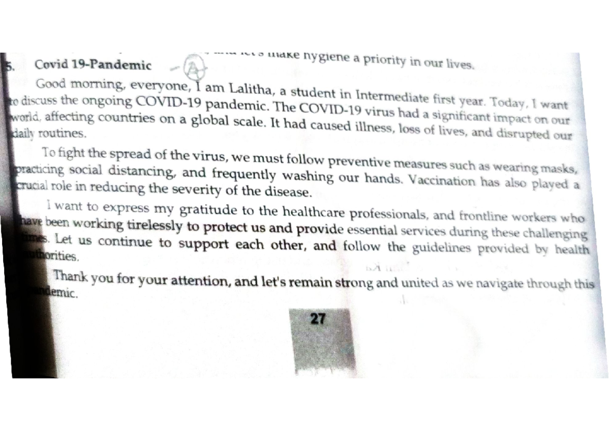 6. Covid-19 Hygiene: A Priority in Our Lives - Intermediate 1st Year ...