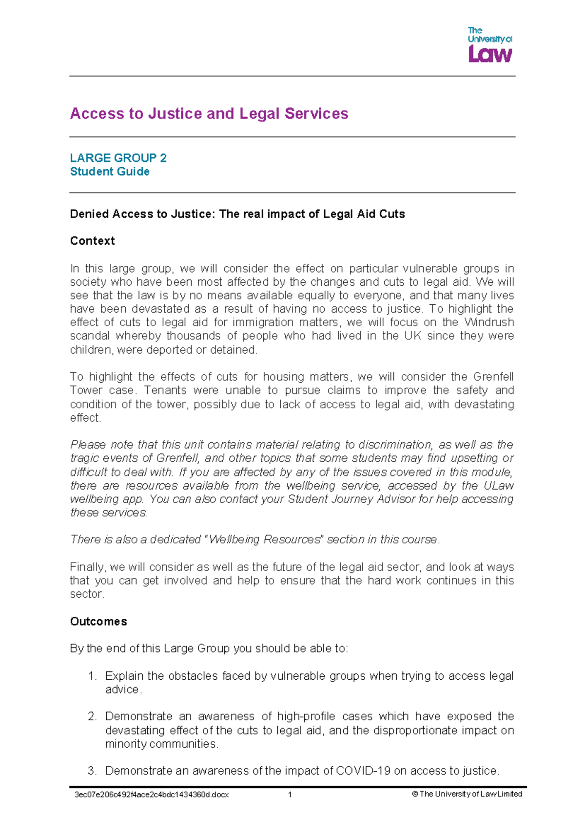 2425 ajus lg02 ce01 student guide - Access to Justice and Legal ...