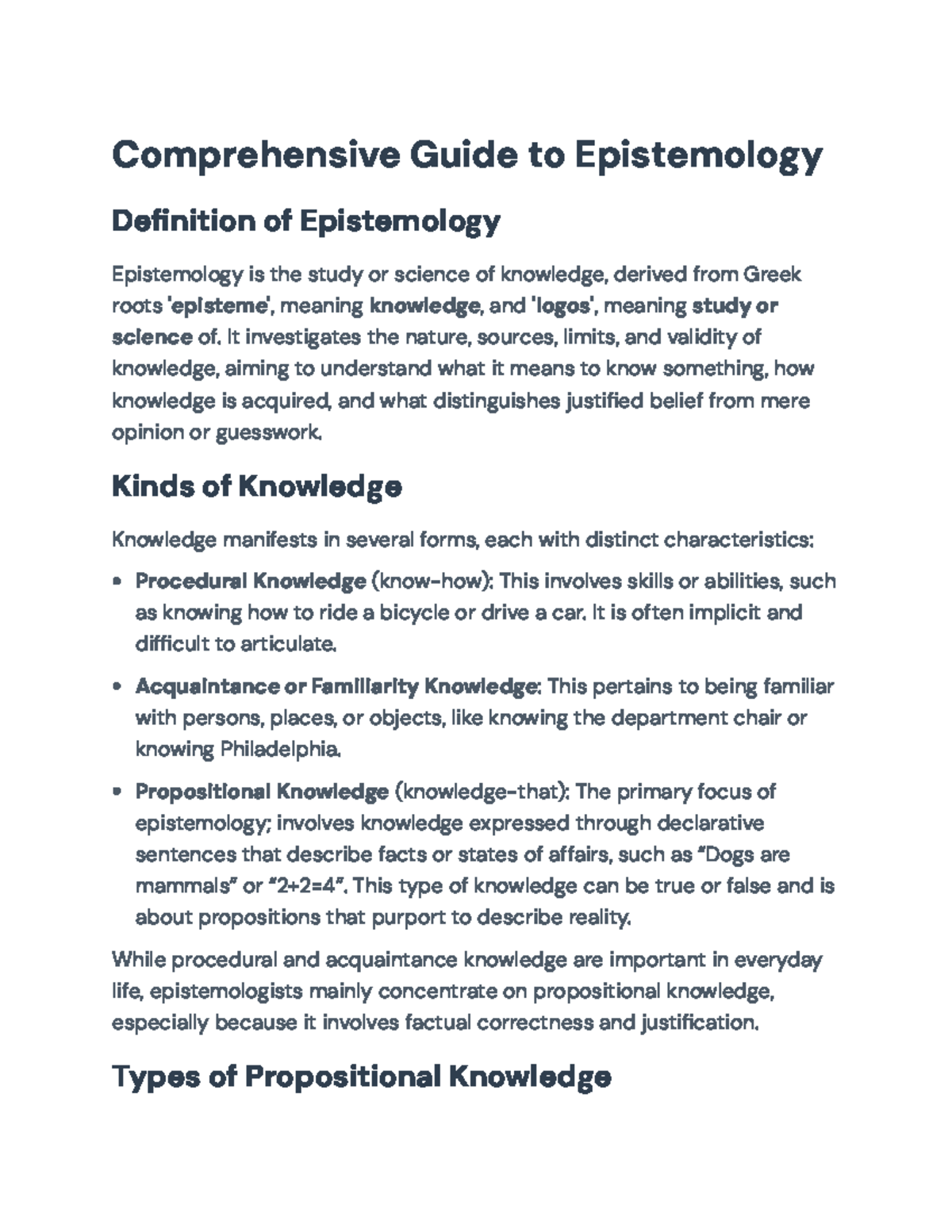 Comprehensive Guide to Epistemology: Key Concepts and Theories (PHIL ...