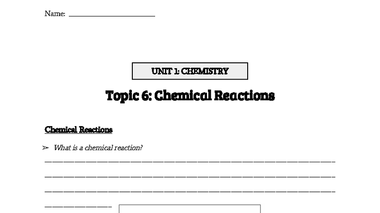 SCI 10: Unit 1 Topic 6 - Chemical Reactions & Energy Changes Notes ...