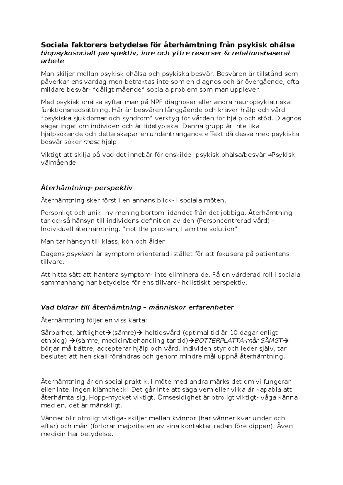 Psykologi 101: Sociala Faktorer i Återhämtning från Psykisk Ohälsa ...