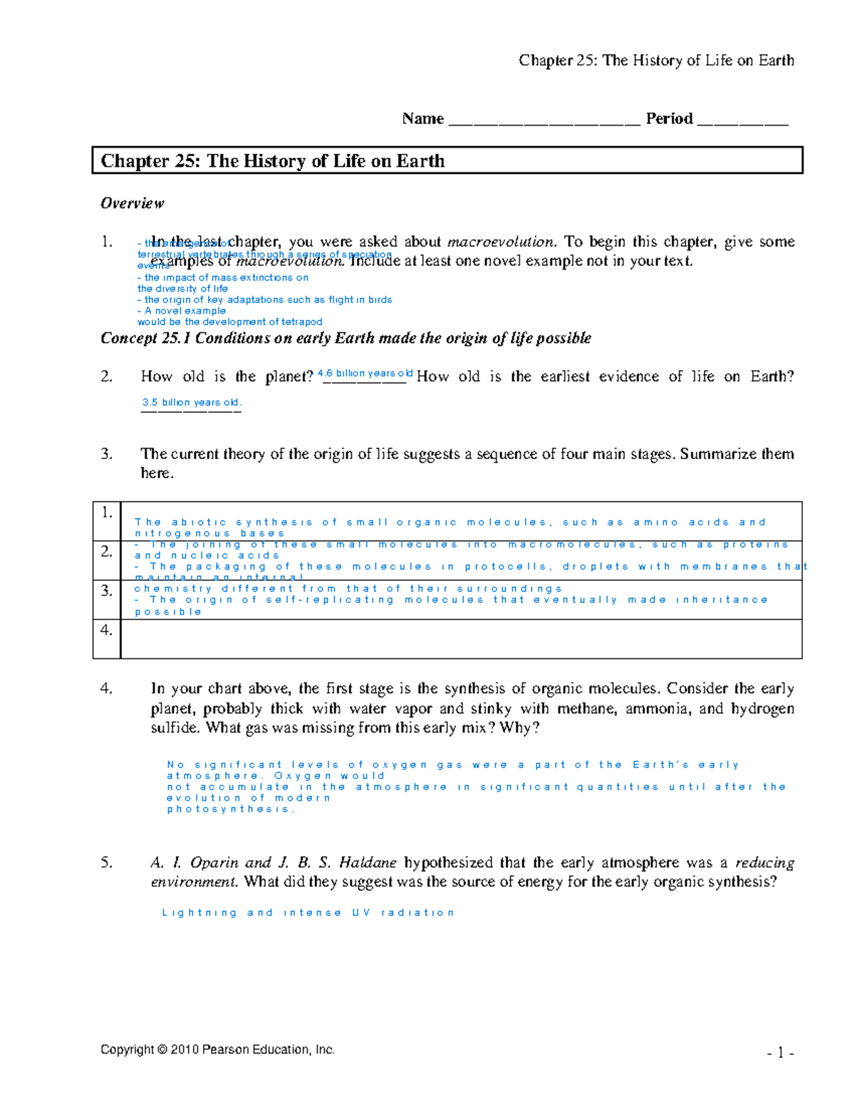 Chapter 25: The Evolution of Life on Earth - Study Guide - Studocu