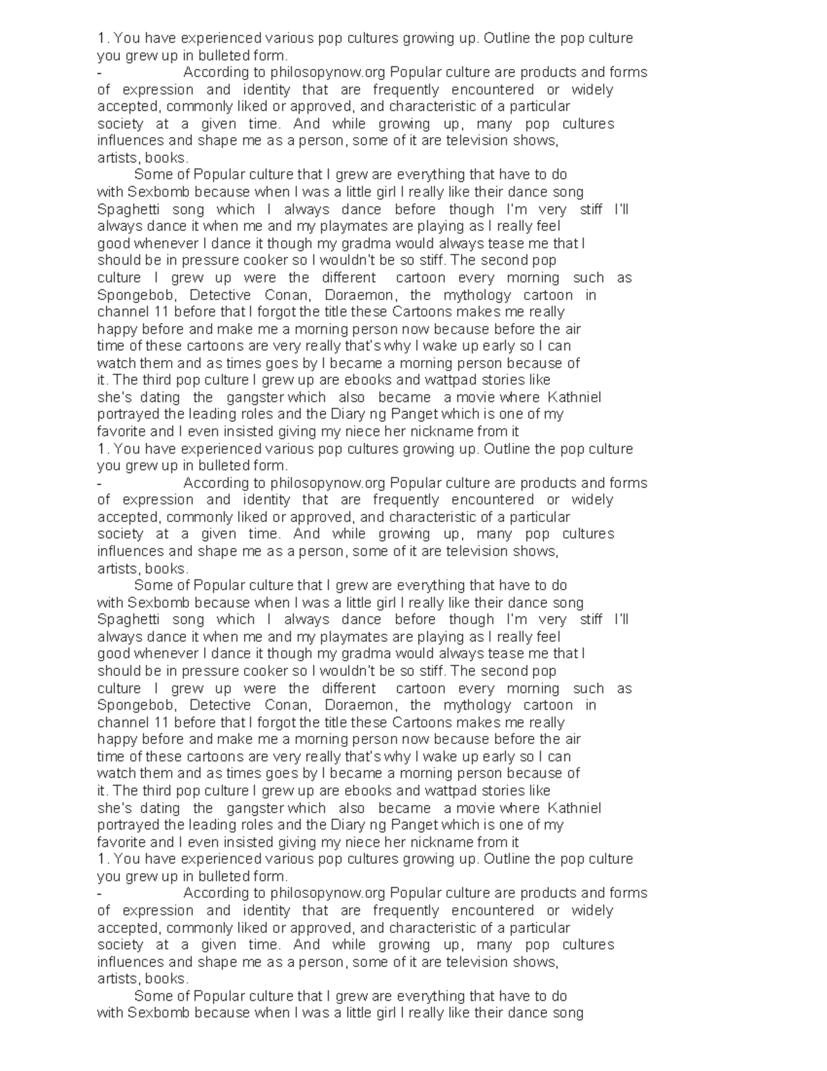 BSIT1.1A: My Journey Through Pop Culture Influences Growing Up - Studocu