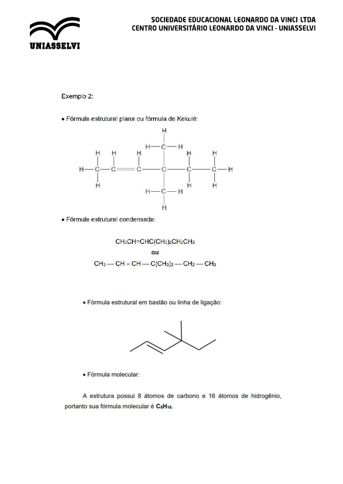 Questões Aula 2: Estruturas Moleculares e Fórmulas Químicas - Studocu