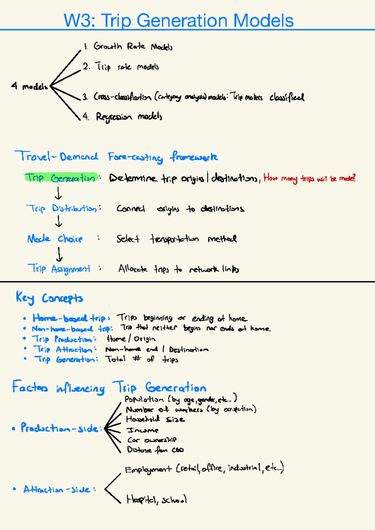 W3: Trip Generation & Distribution Models Overview - Studocu