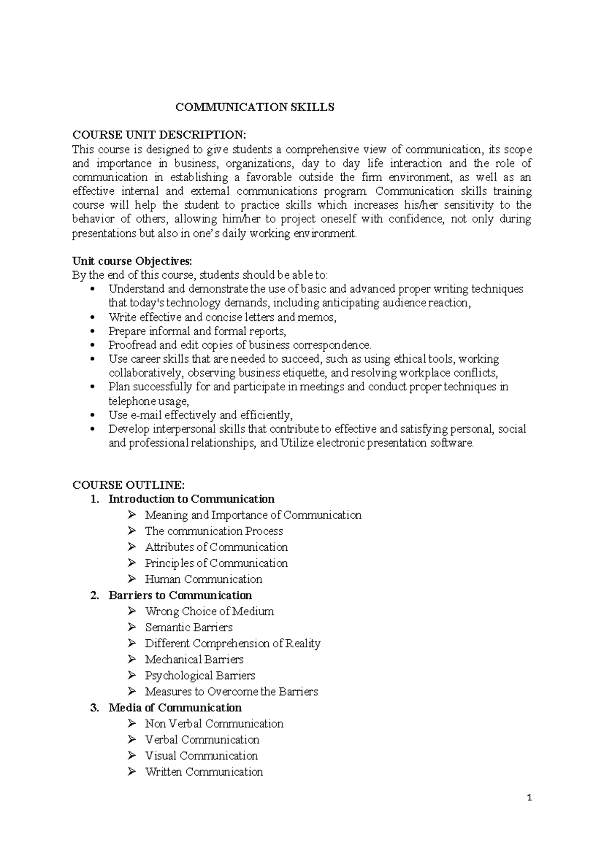 COMM 101: Comprehensive Communication Skills Course Notes - Studocu