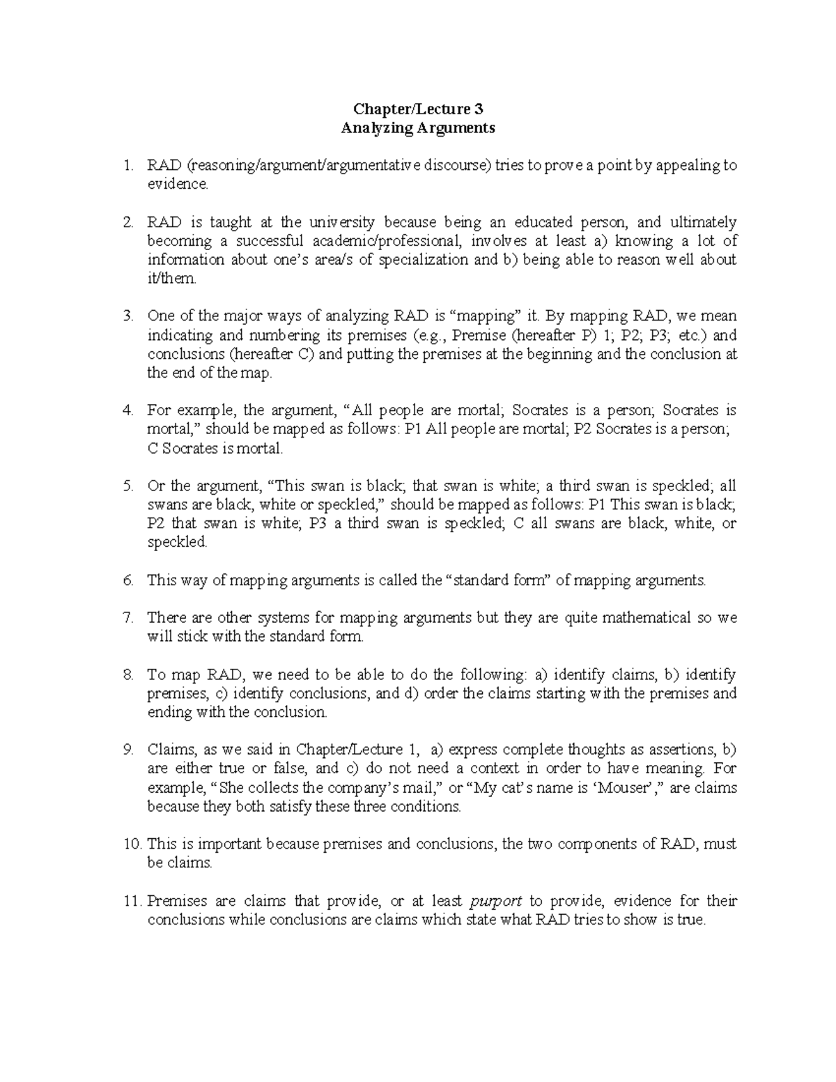 Chapter 3 - Lecture Notes on Analyzing Arguments (RAD) - Studocu