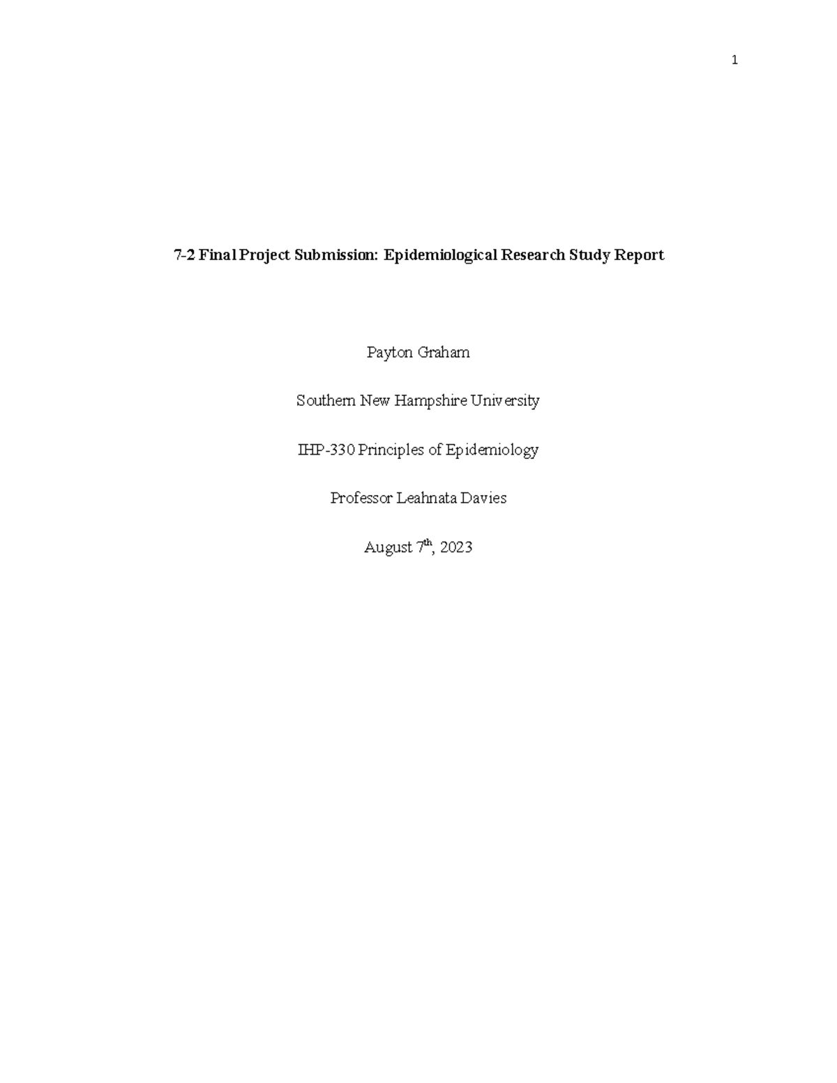 IHP330 7-2 Final Project: Epidemiological Study on Salmonella Risks ...