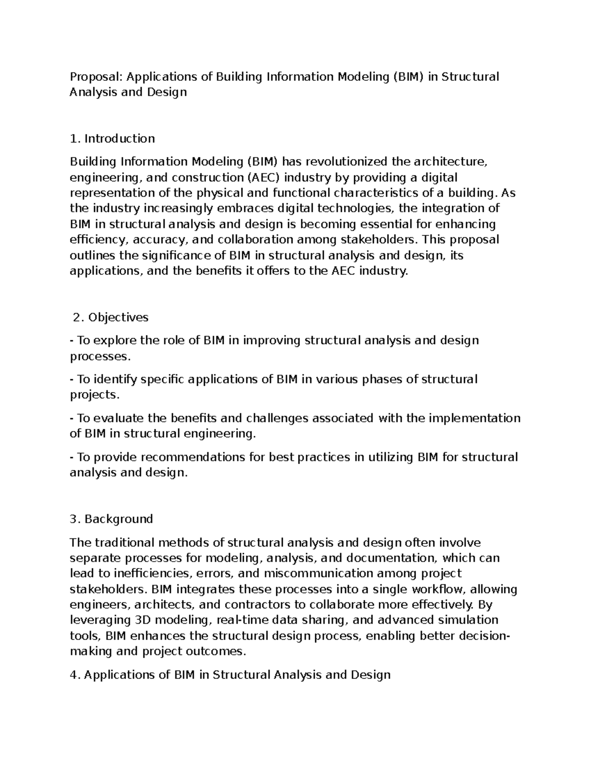 Proposal 2 - Applications of BIM in Structural Analysis & Design - Studocu