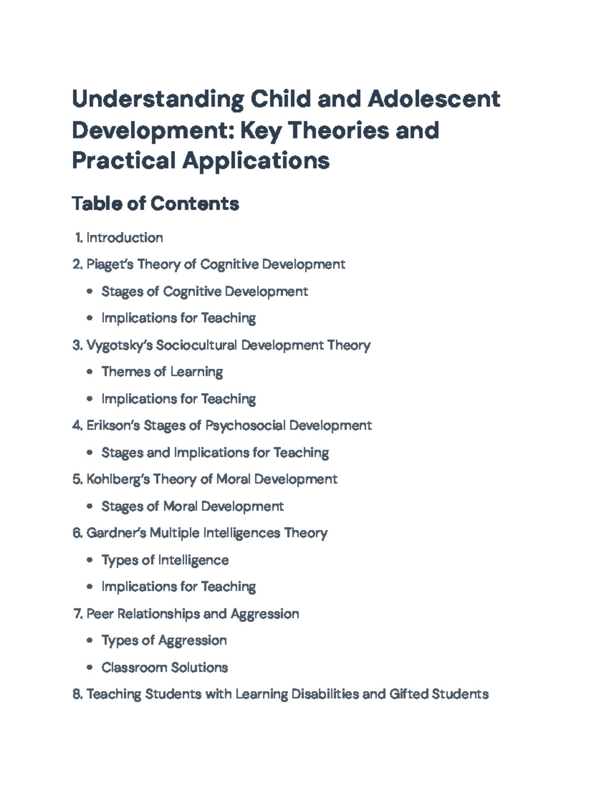 Understanding Child and Adolescent Development: Theories and ...