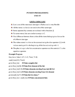 Python Programming Unit I - Complete Notes - PYTHON PROGRAMMING UNIT I ...
