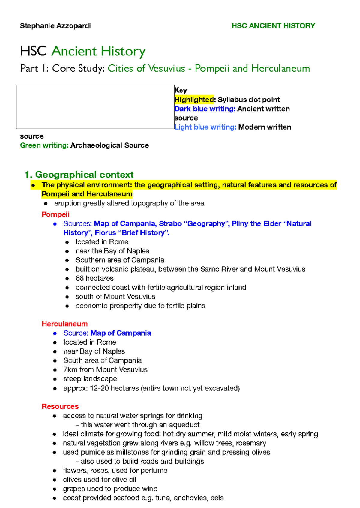 HSC Ancient History Study Notes: Cities of Vesuvius - Pompeii ...