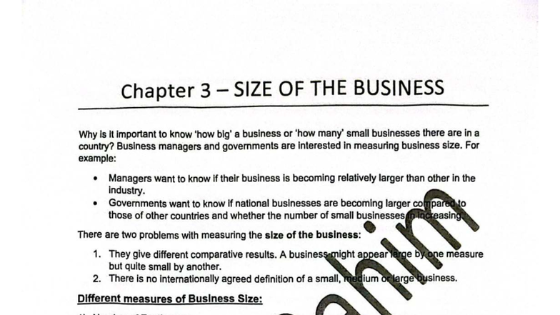 Chapter 3: Understanding Business Size and Its Importance in Economics ...