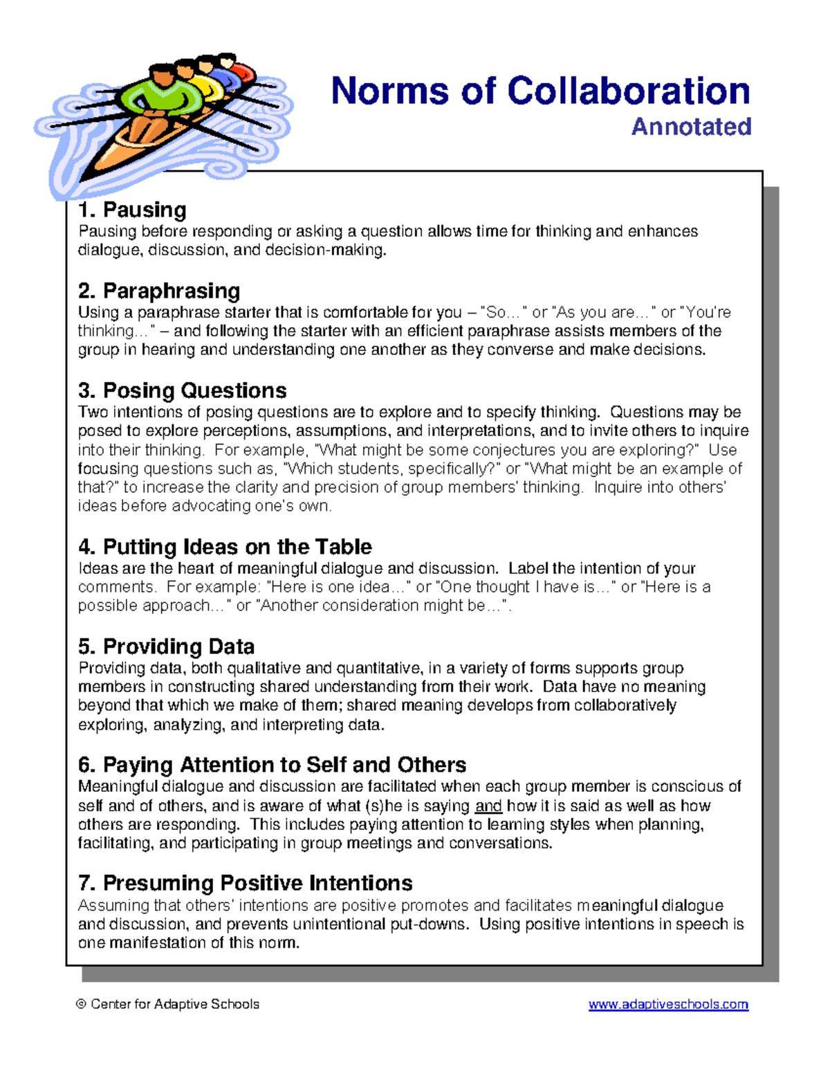 3 - helpful - Norms of Collaboration Annotated 1. Pausing Pausing ...