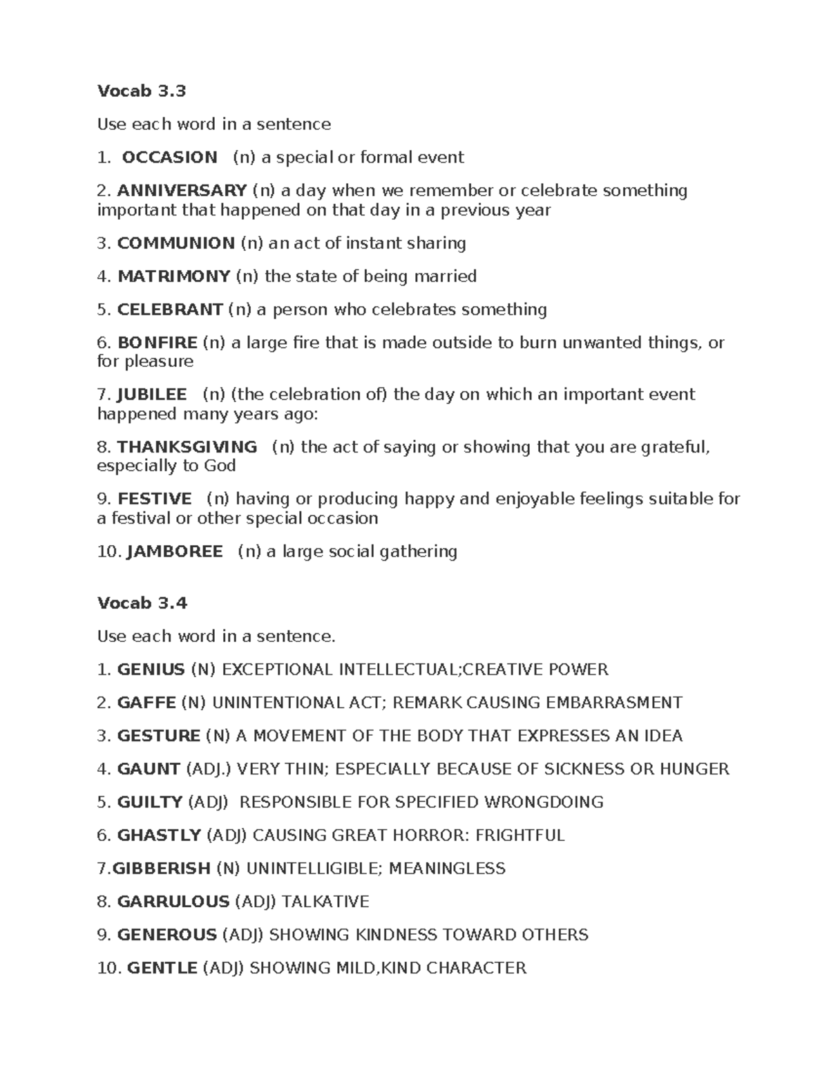 Vocab 3 - Spelling & Usage Descriptions for Key Terms - Studocu