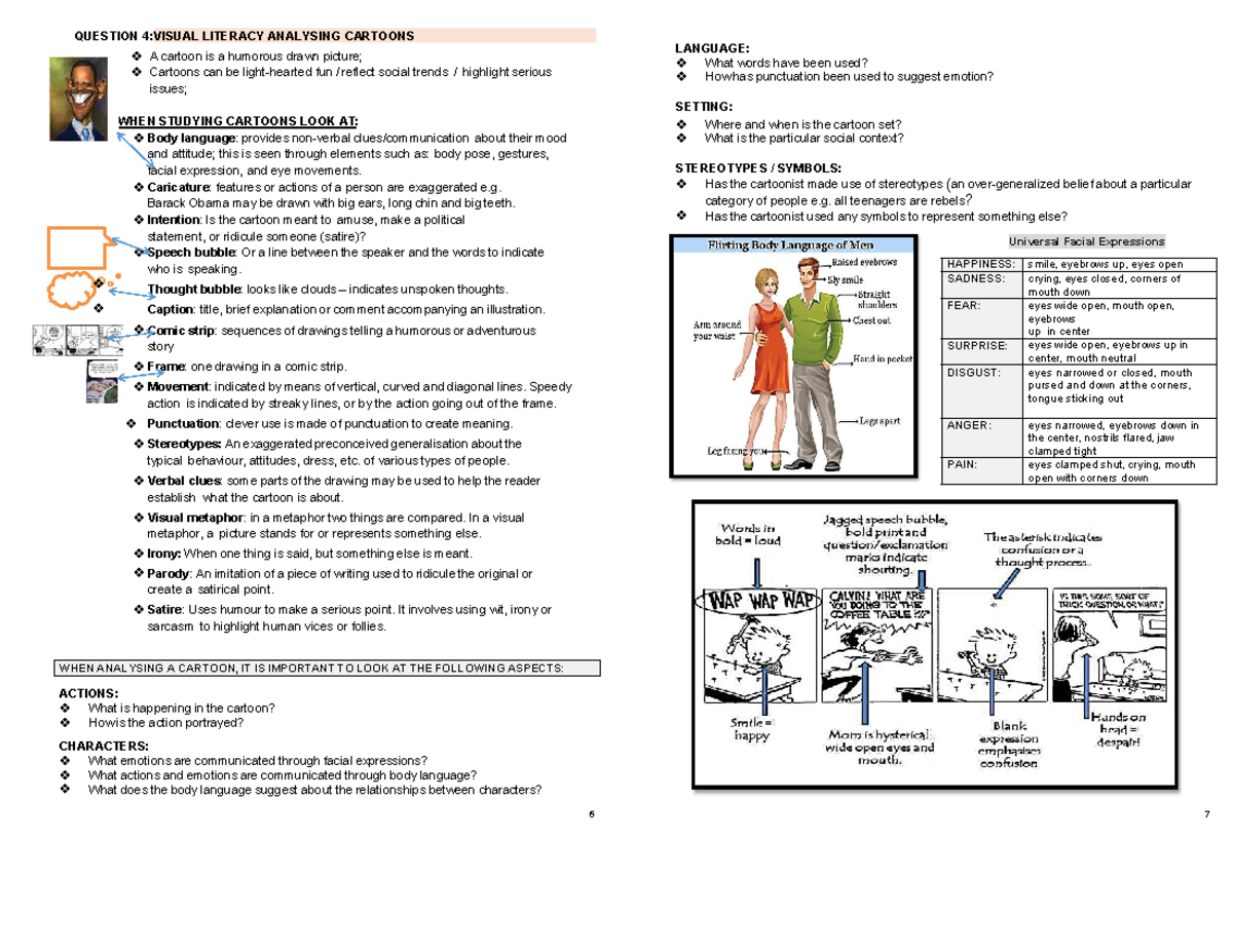 Cartoon Analysis Guide: Key Aspects and Visual Literacy - Studocu