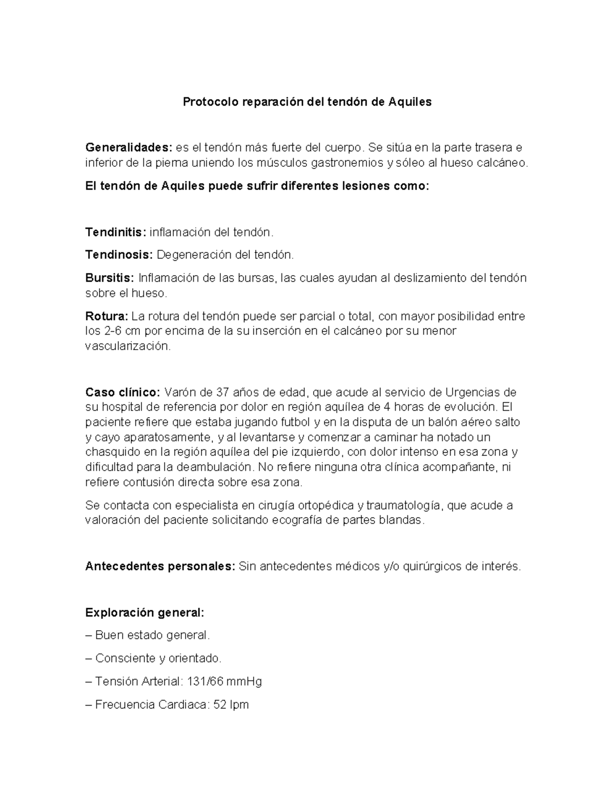 Hernia Discal Traumatica - Protocolo reparación del tendón de Aquiles ...
