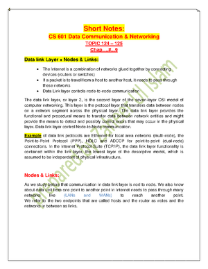 CS601 Data Communication Complete Handouts Pdf 1 - Table of Contents Data Communication CS ...