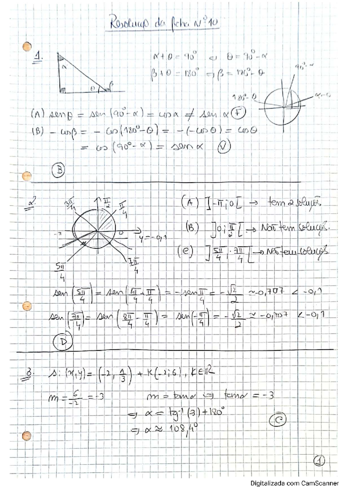 Resoluções de Beha N°10 - Cálculo de Ângulos e Funções Trigonométricas ...