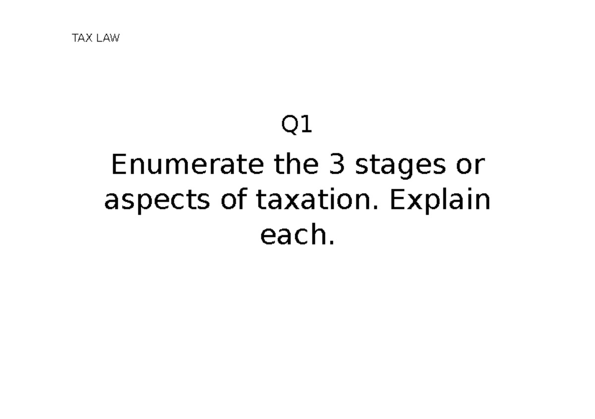 TAX 101: Key Concepts on Taxation Principles and Power - Studocu