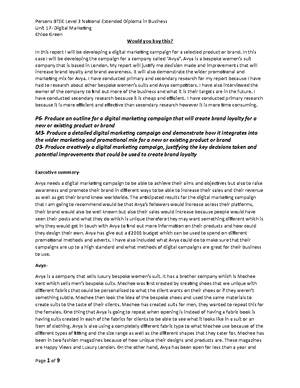 Level 3 Business Unit 17 assignment 1 - Assignment Title: What is ...