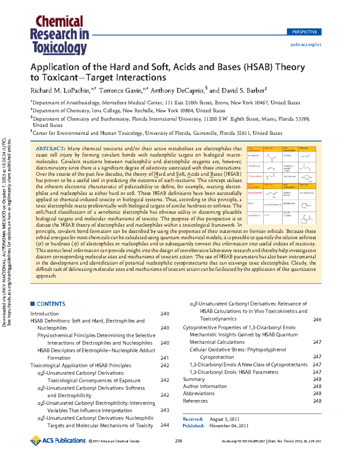 PERSPECTIVE: Application of HSAB Theory in Toxicology (ABBD) - Studocu