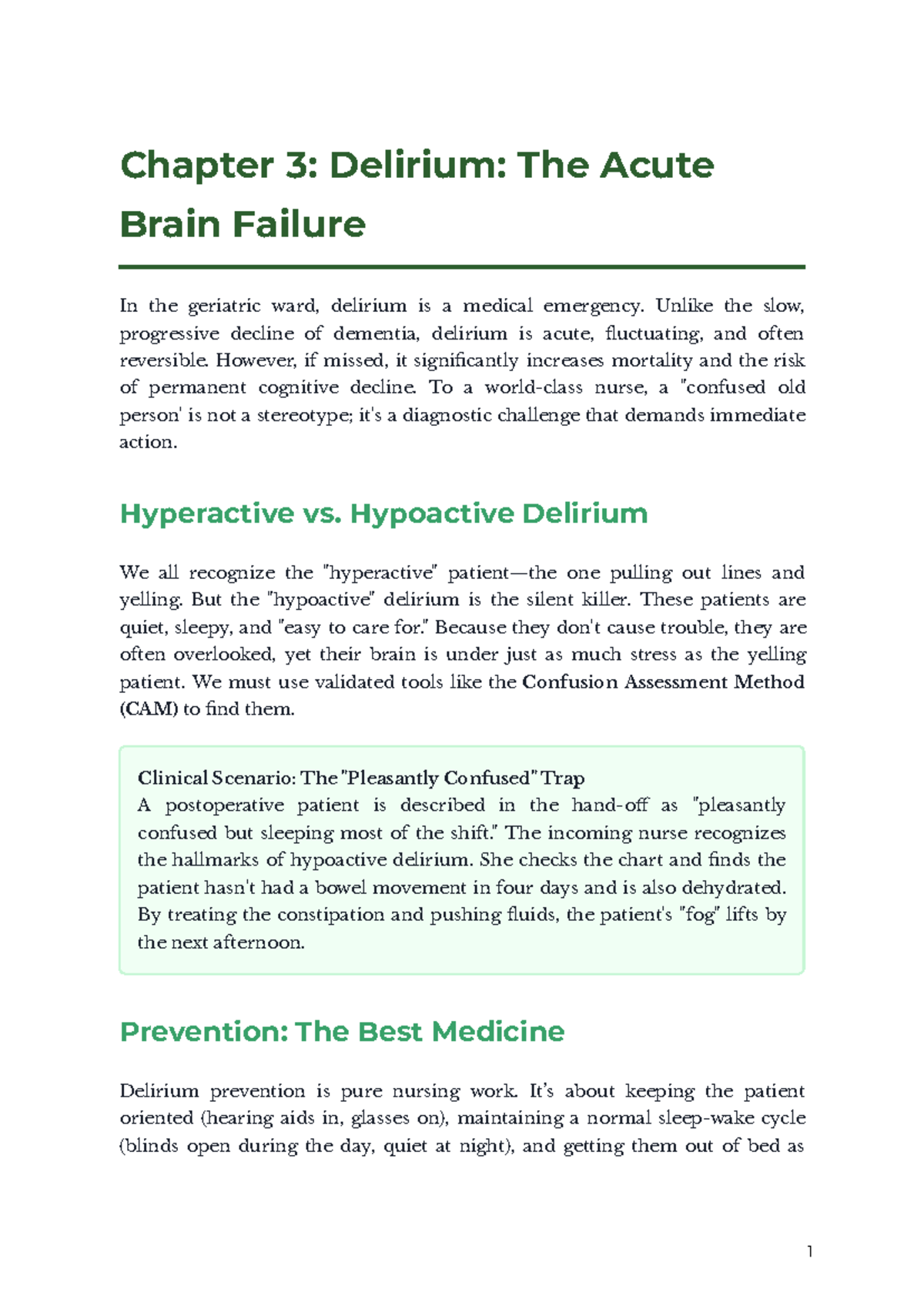 Chapter 3: Delirium in Geriatrics - Acute Brain Failure Insights - Studocu