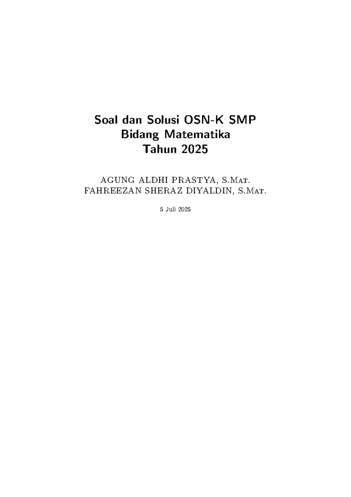 Solusi OSN K Matematika SMP 2025 - Soal dan Pembahasan - Studocu