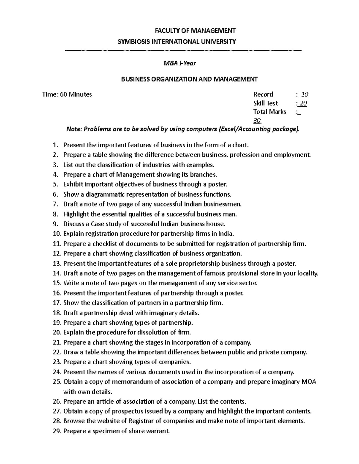 Business Organization and Management - MBA I-Year Assignment Guide ...