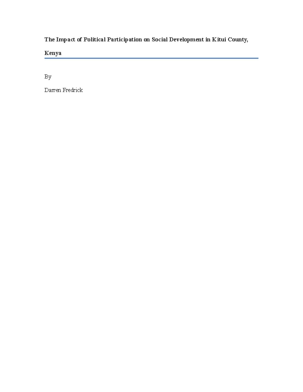 Political Participation and Social Development in Kitui County: A ...
